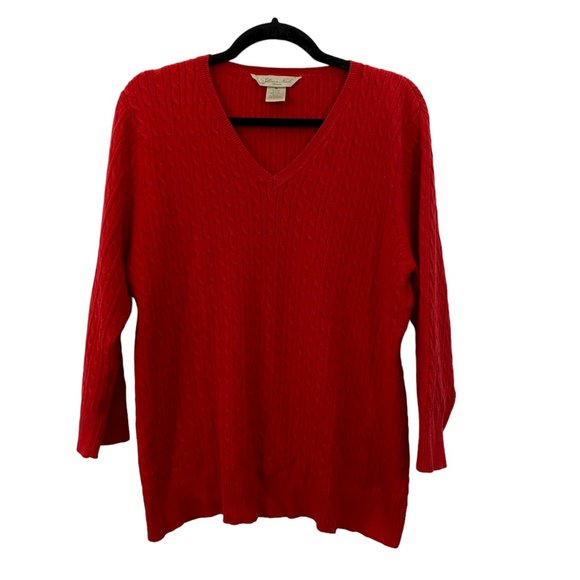 Jillian Nicole | Sweaters | Jillian Nicole Women Red Cable Knit V Neck ...